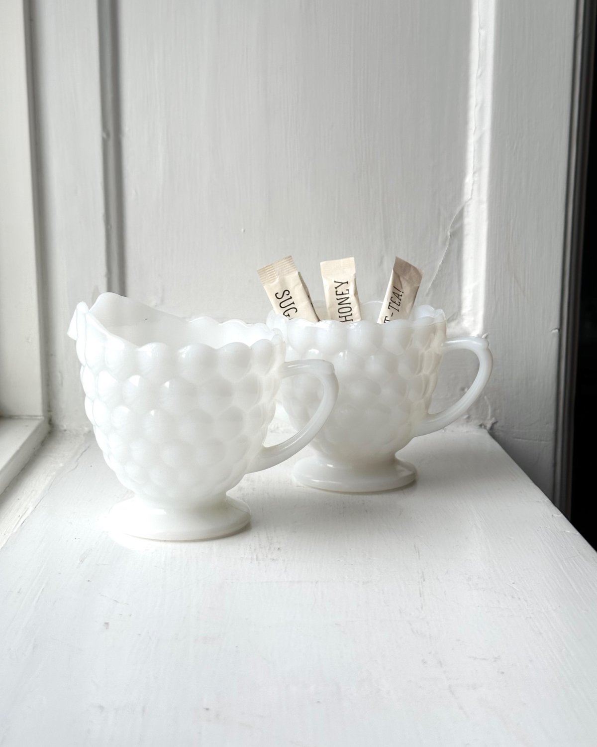 Sukker- og flødesæt. opalineglas - Sukker og fløde - loppegal.dk